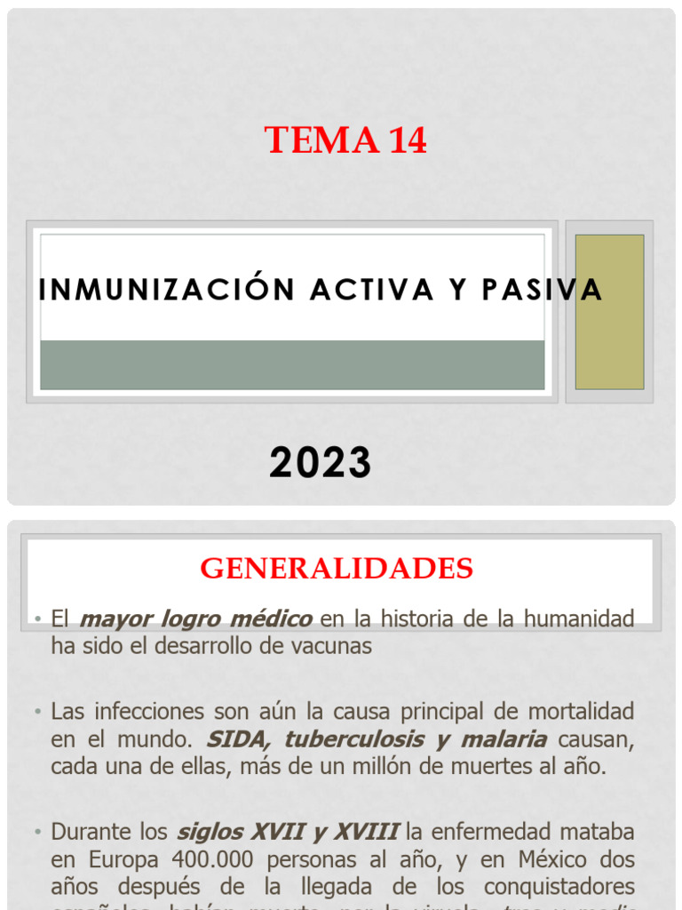 Inmunologia 14. Inmunidad Activa y Pasiva | PDF | Sistema inmune | Ingeniería genética