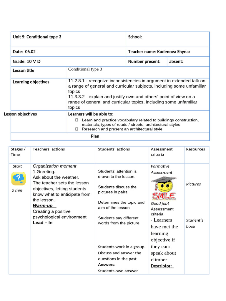 Unit 5 - Conditional Type 3 | PDF | Curriculum | Vocabulary