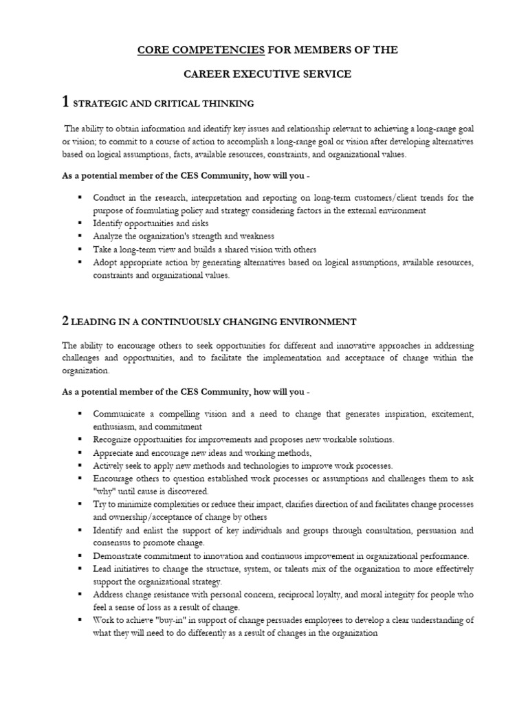 CES Competency Cluster - AC | PDF | Goal | Business
