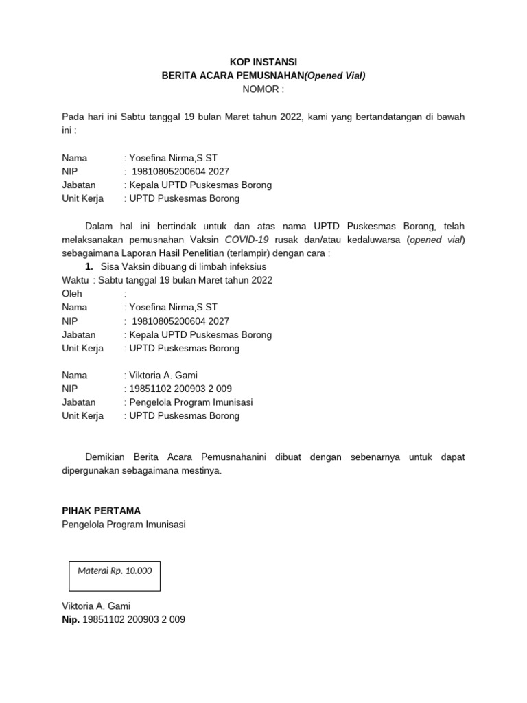 Format BAP (Opened Vial) | PDF