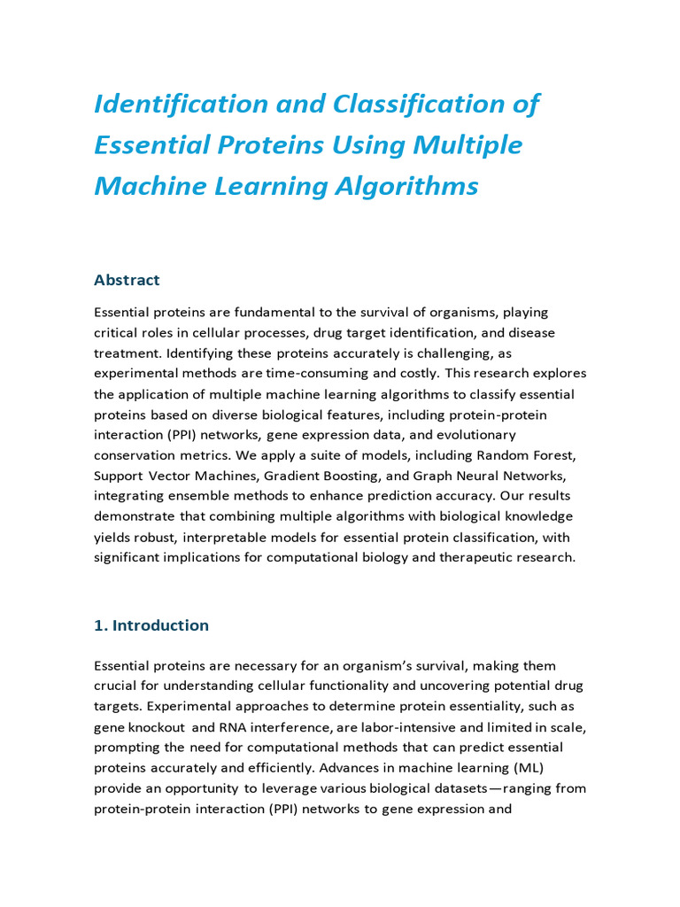 Identification & Classification of Essential Protein (Using ML) | PDF | Receiver Operating ...