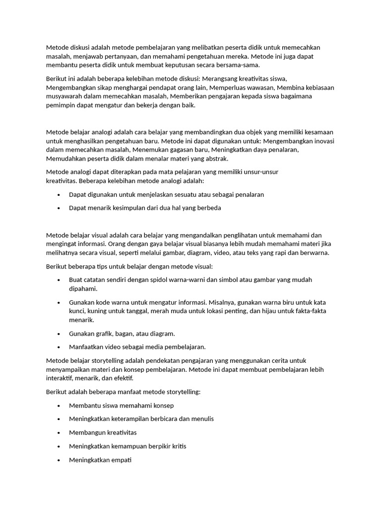 Metode Belajar Kreatif | PDF