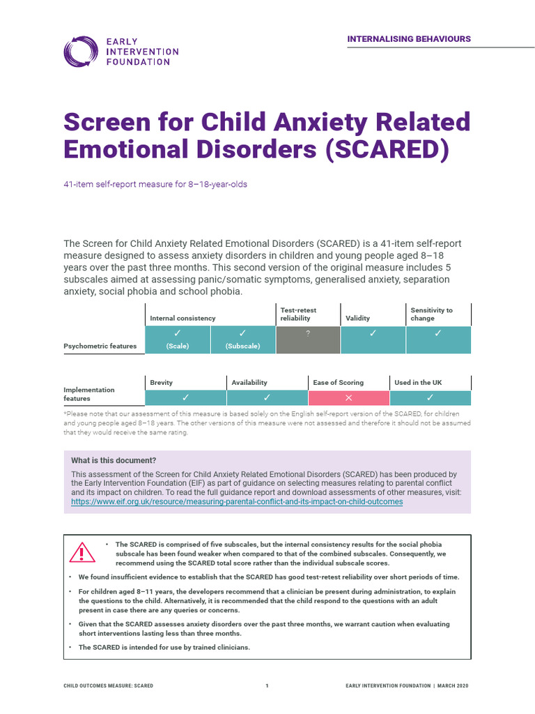 Measure Report Child Scared | PDF | Anxiety | Social Anxiety Disorder
