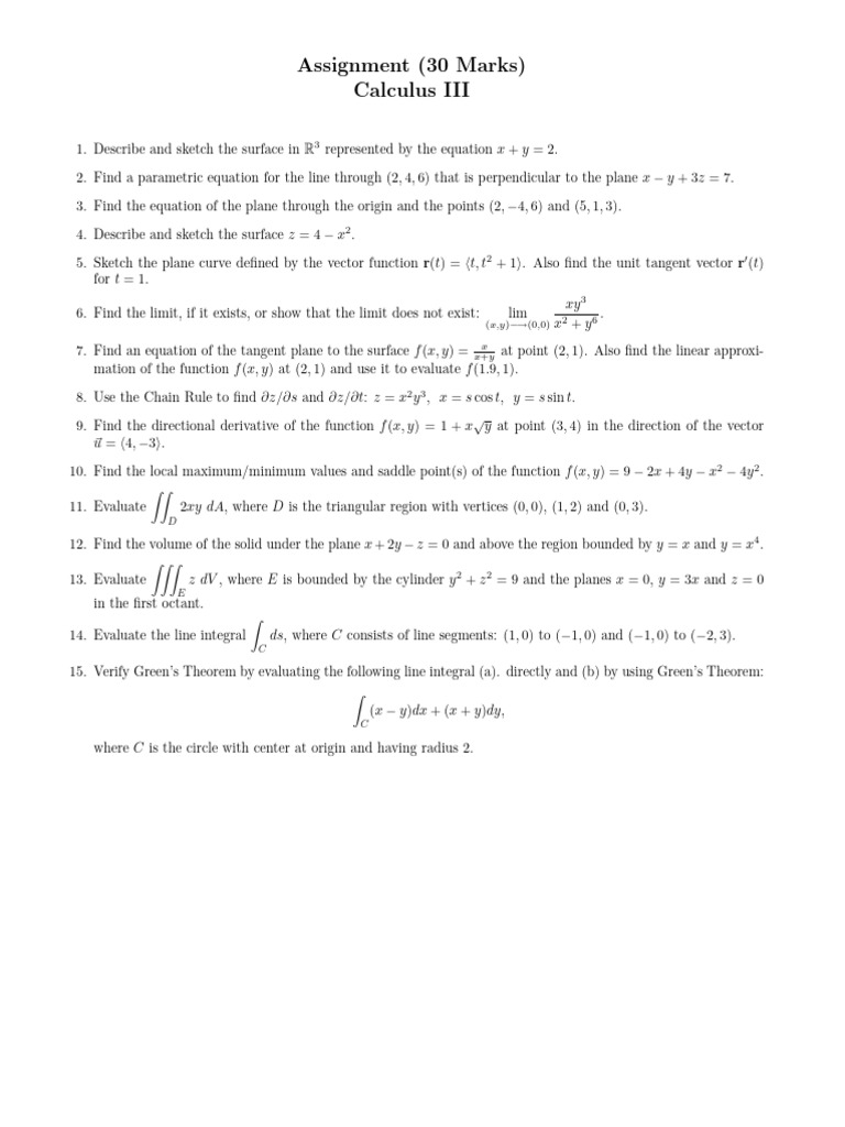 Assignment (9) | PDF | Tangent | Equations