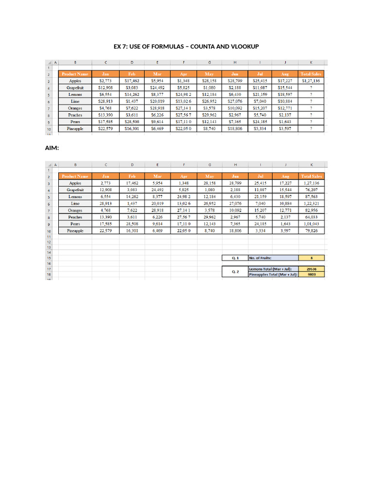 Excel Ex 7 | PDF