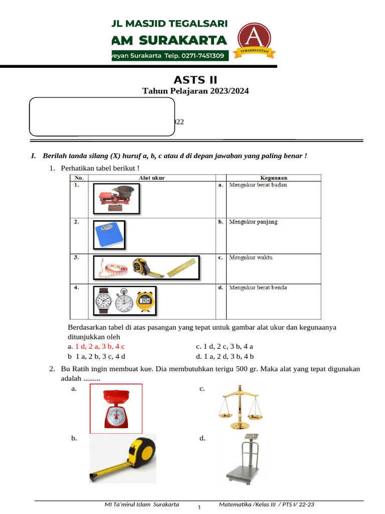 SOAL ASTS 2 MATEAMATIKA | PDF