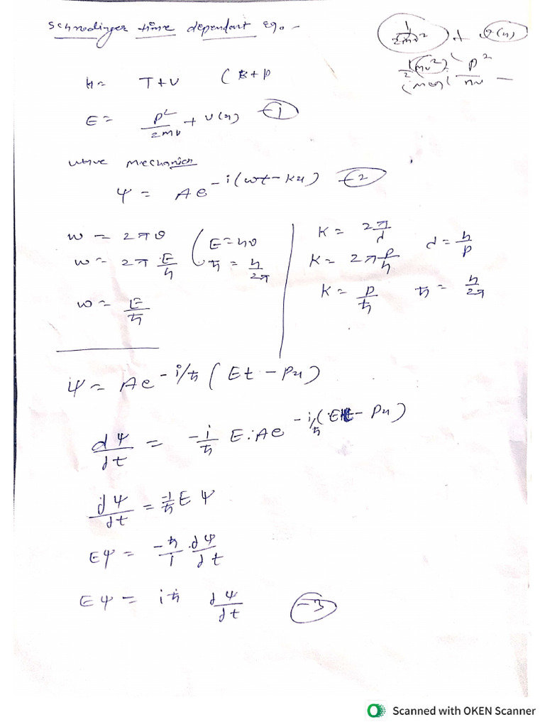 Schrodinger Time Dependent Equation | PDF