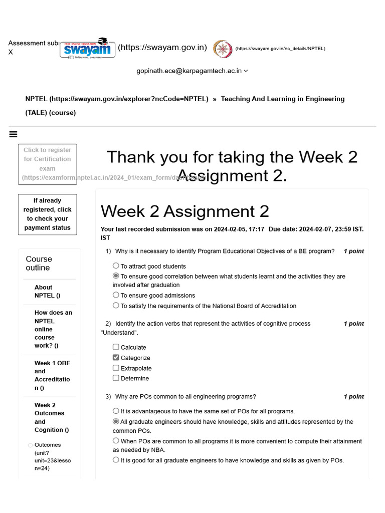 Thank You For Taking The Week 2 Assignment 2. Week 2 Assignment 2 | PDF ...