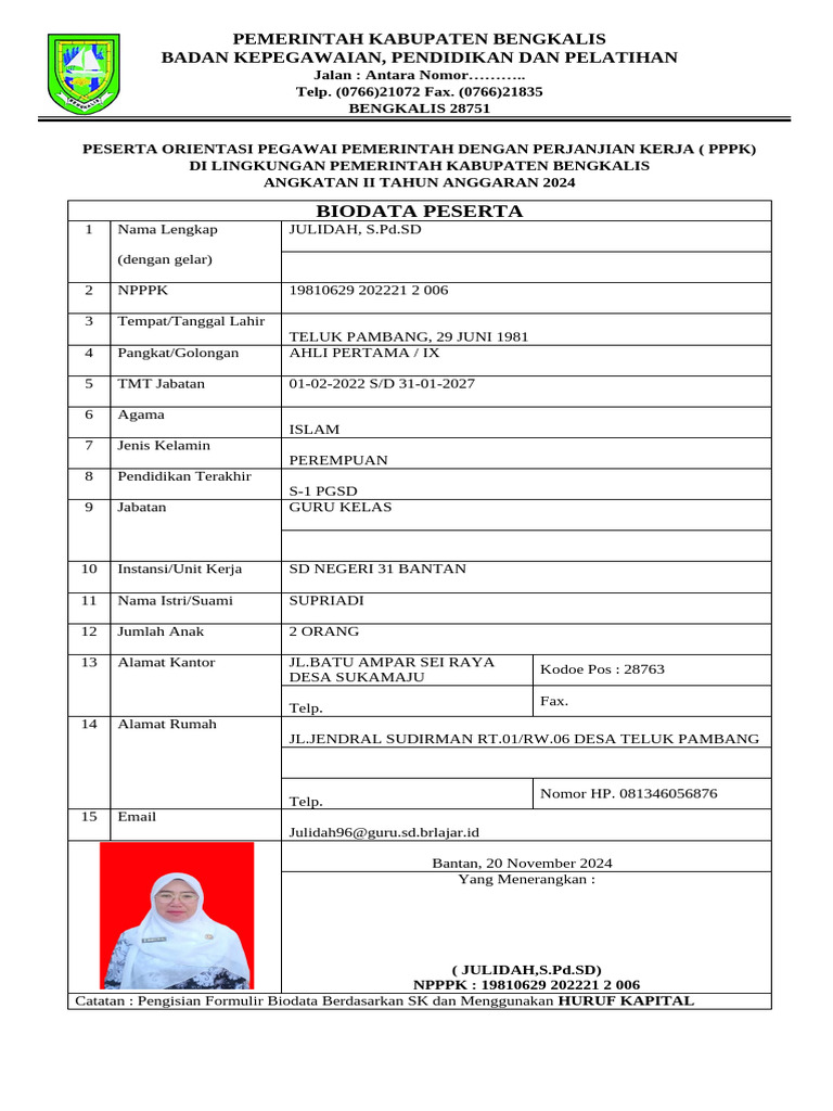 Orientasi PPPK 2024 Kabupaten Bengkalis | PDF