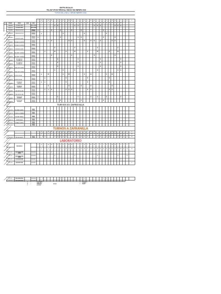 Turnos Médicos y Personal Salud Feb 2025 | PDF | Programas sociales | Enfermería