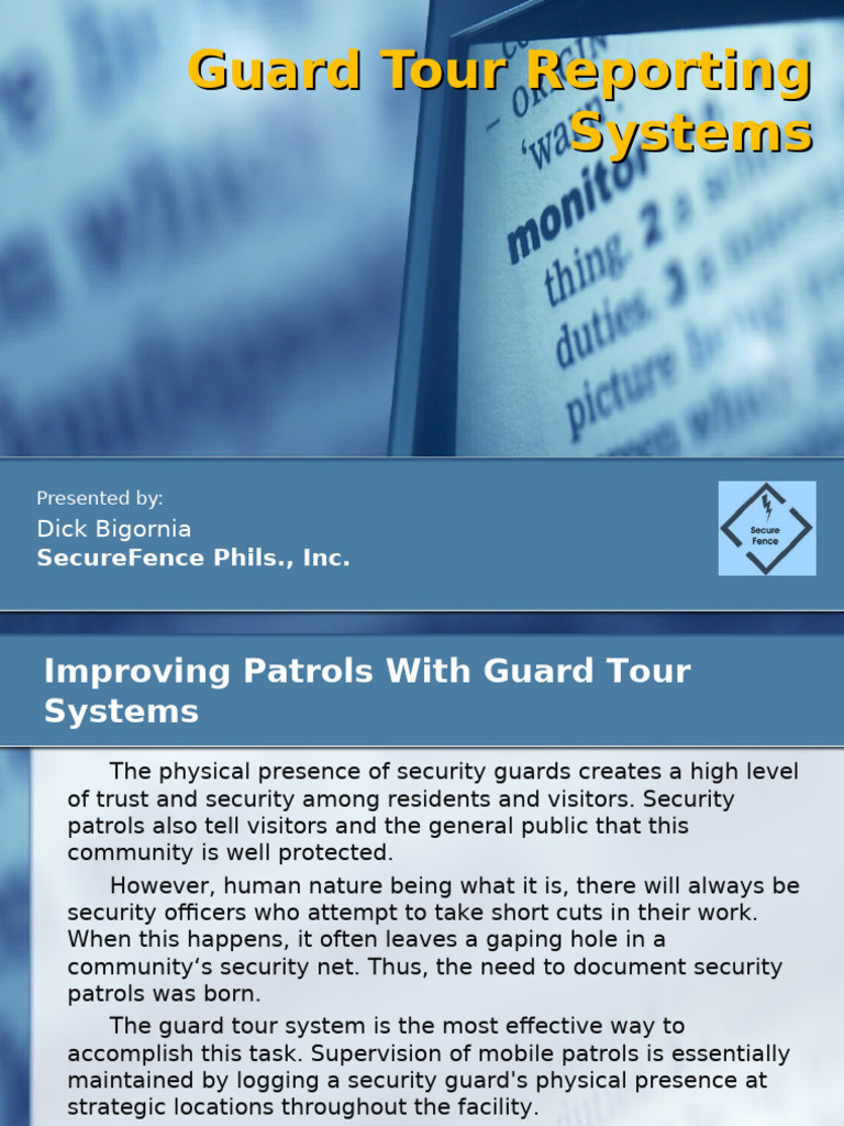 Guard Tour Reporting System Overview | PDF | Risk Management | Computing