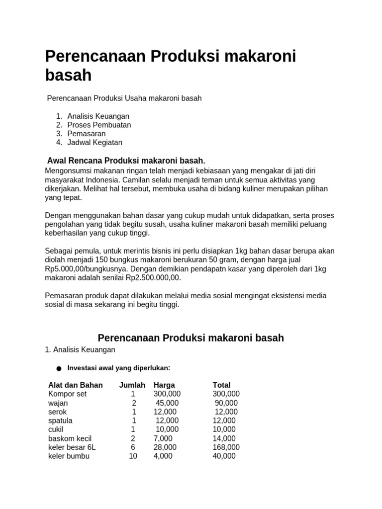 Contoh Perencanaan Produksi Kelompok 6 | PDF
