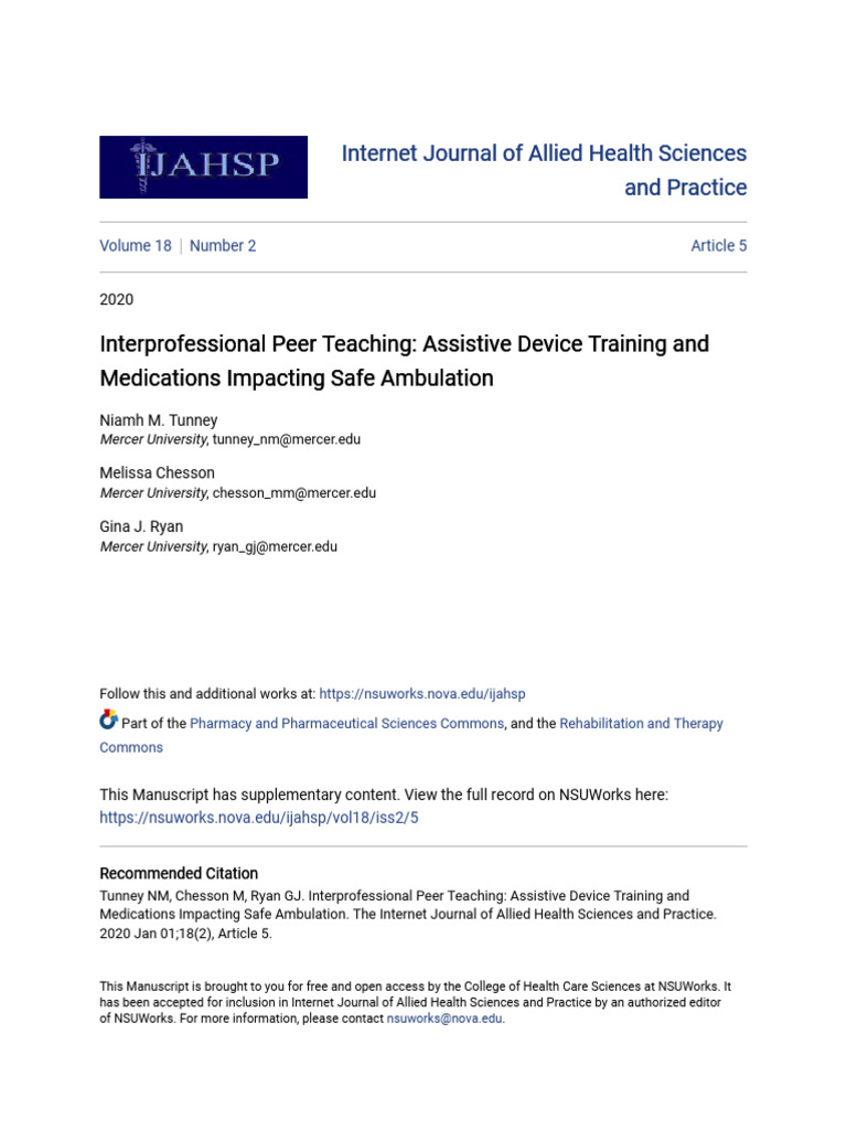 Interprofessional Teaching on Safe Ambulation | PDF | Physical Therapy ...