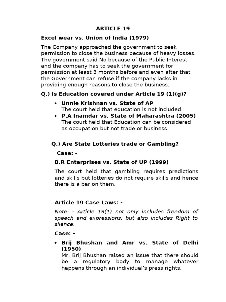 Article 19 Case Law Analysis | PDF | Justice | Crime & Violence