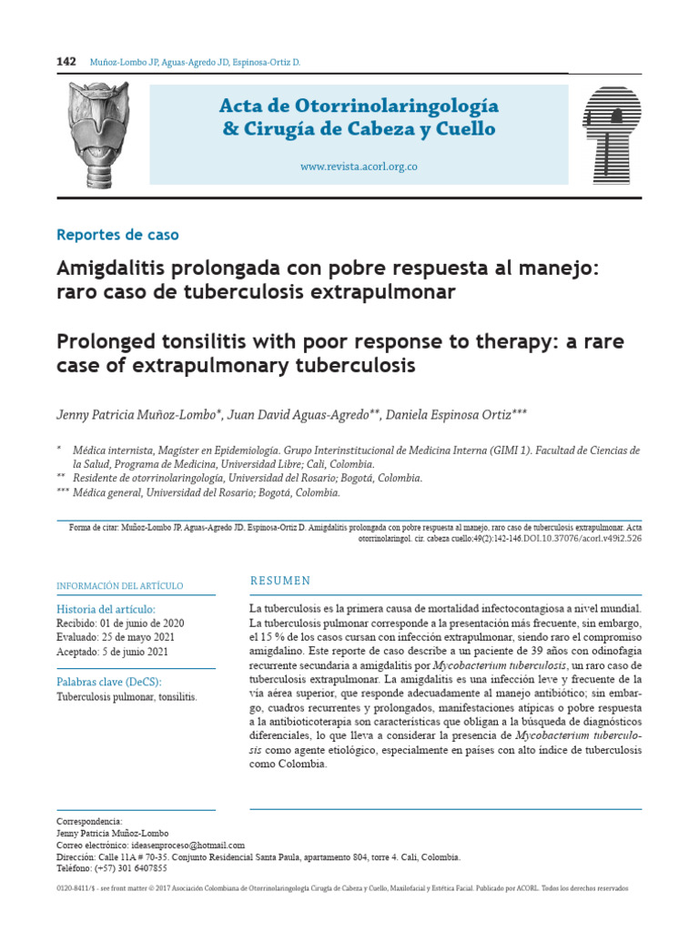 526-Texto Del Artículo-1771-1-10-20210701 | PDF | Tuberculosis | Medicina CLINICA