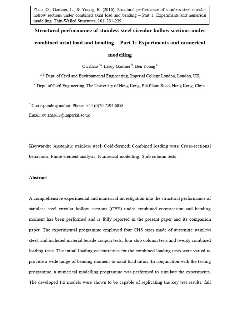 Structural Performance of Stainless Stee | PDF | Deformation ...