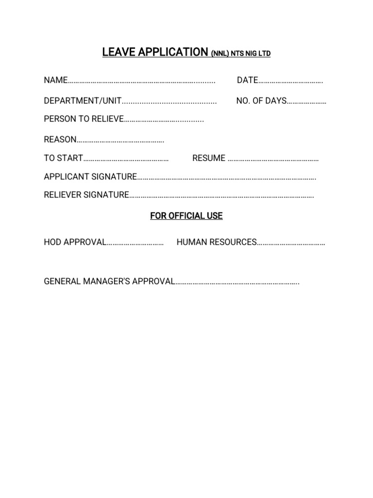 Leave Application | PDF