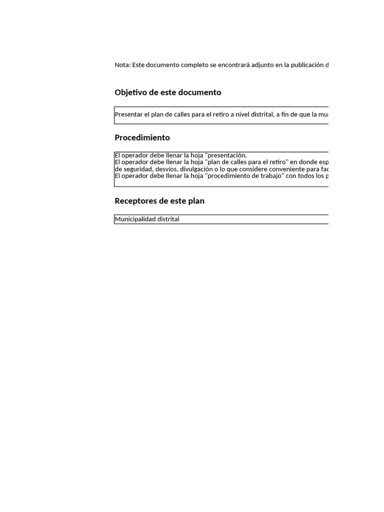 Plan de Calles para Retiro Distrital | PDF