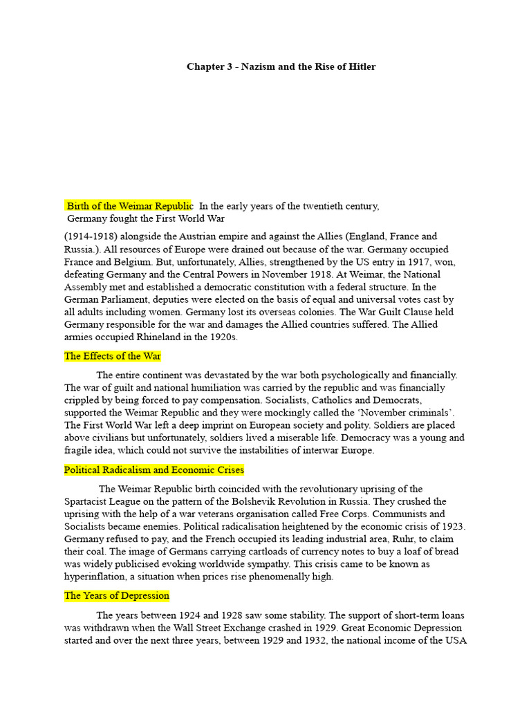 History Chap 3 | PDF | Weimar Republic | Nazi Germany
