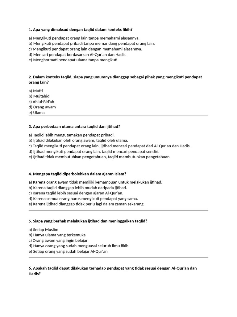 Soal Taqlid 2 | PDF