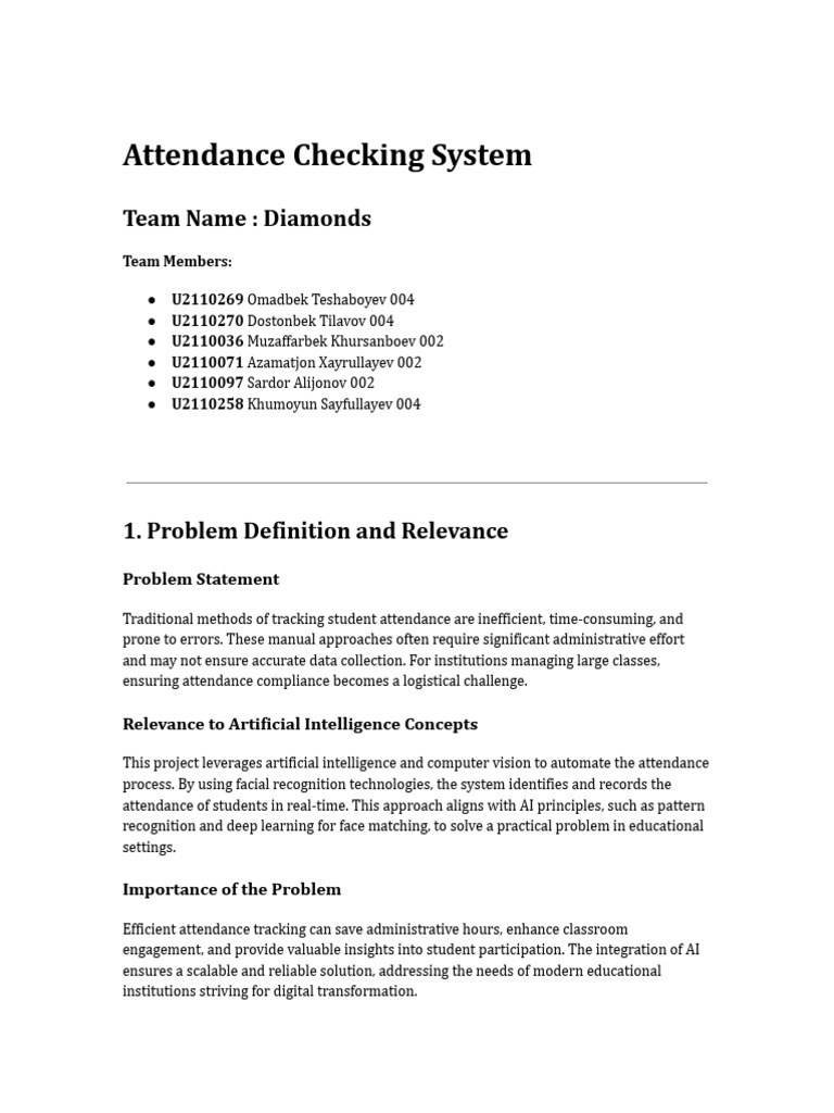 AI-Powered Attendance Tracking System | PDF | Artificial Intelligence ...