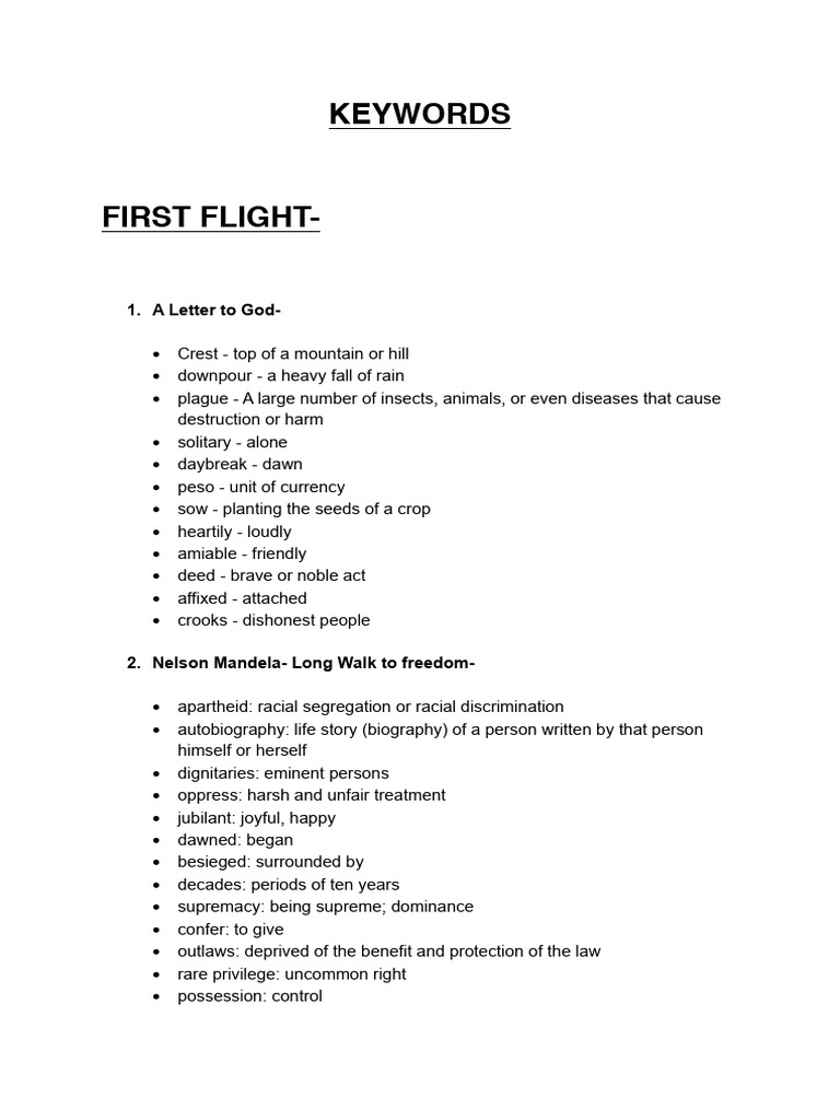 Class 10 English Keywords Overview | PDF