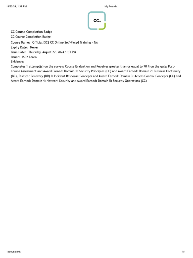 CC Course Completion Badge | PDF