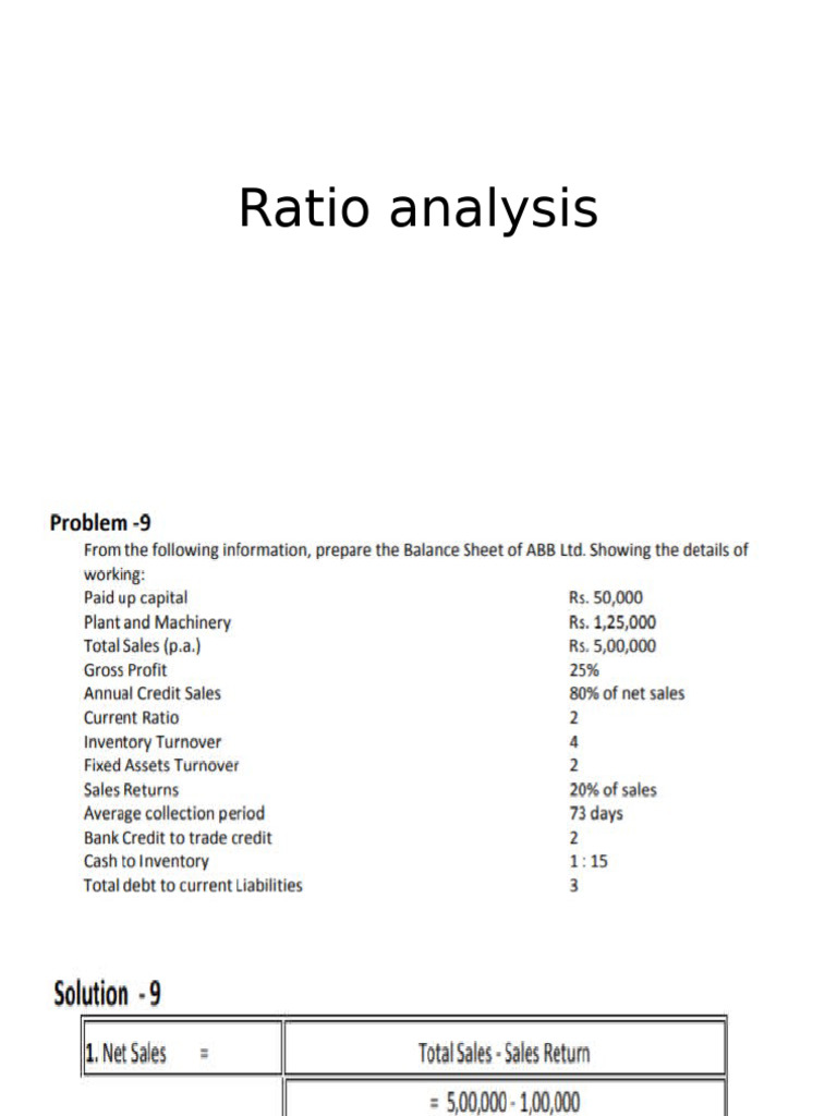 Ratio Analysis | PDF