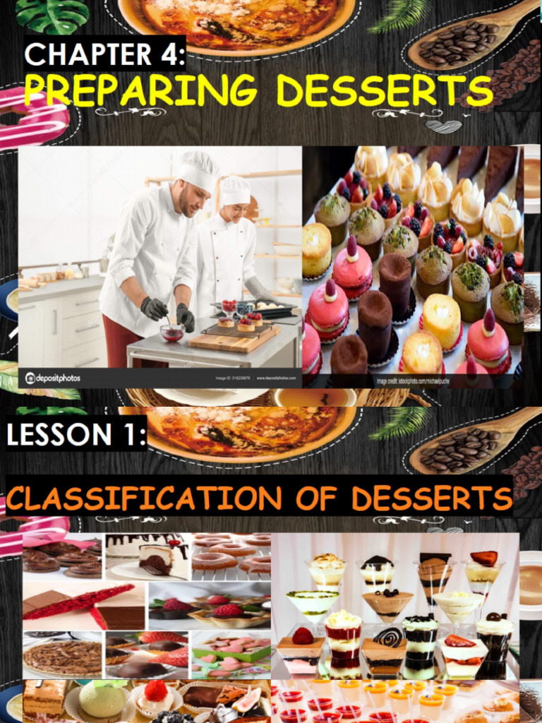 Dessert Preparation and Classification Guide | PDF
