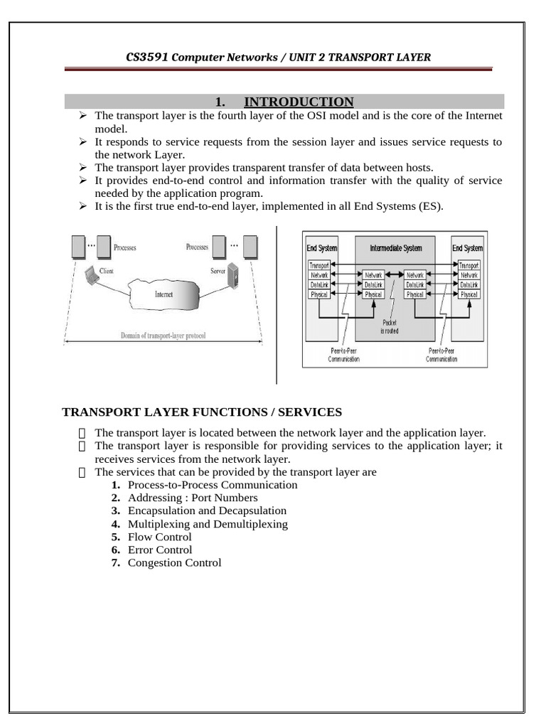Transport Layer UNit 2 | PDF | Transmission Control Protocol | Network ...