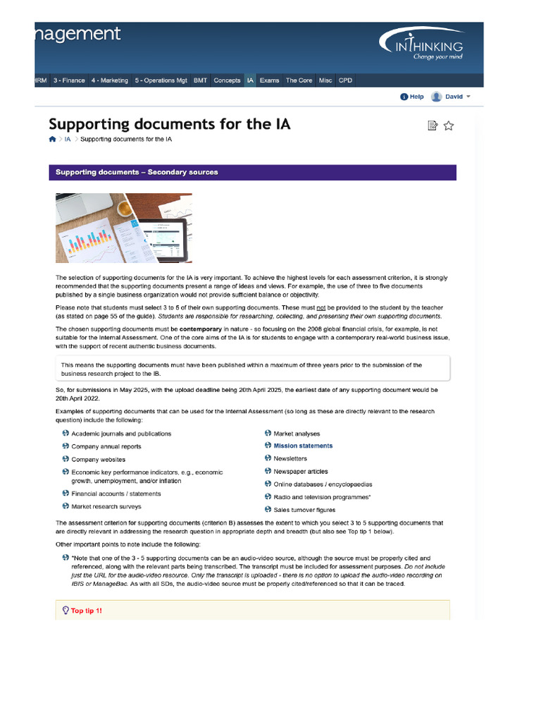 IA Guidance - Supporting Documents - Inthinking | PDF
