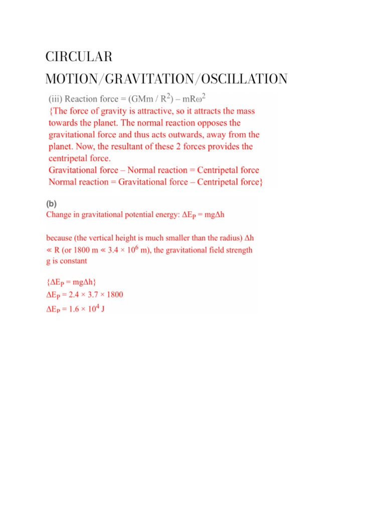 Circular Motion - Gravitation - Oscillation | PDF