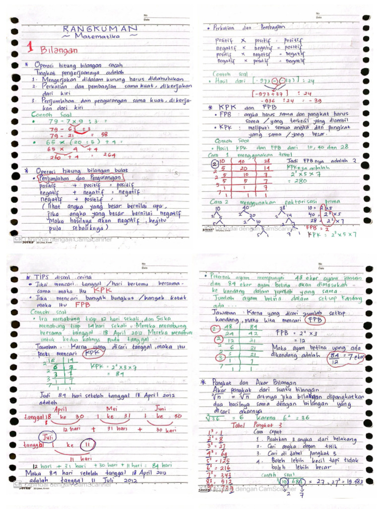 Rangkuman Materi MTK | PDF