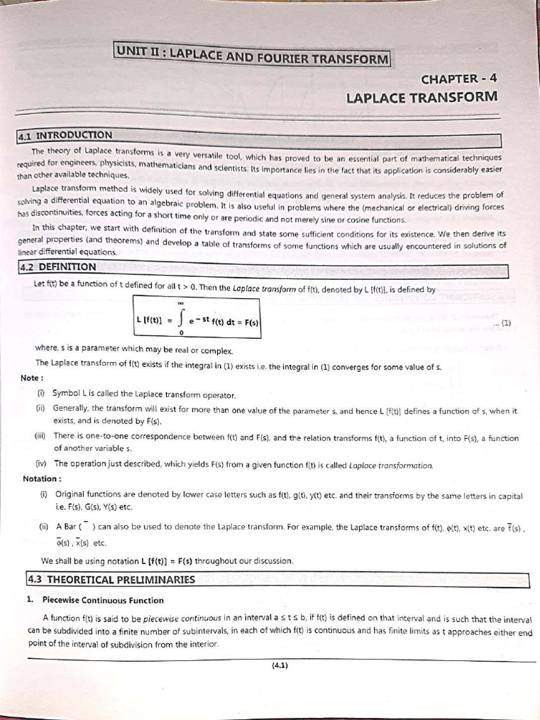 m-3-unit-2 | PDF | Laplace Transform | Equations