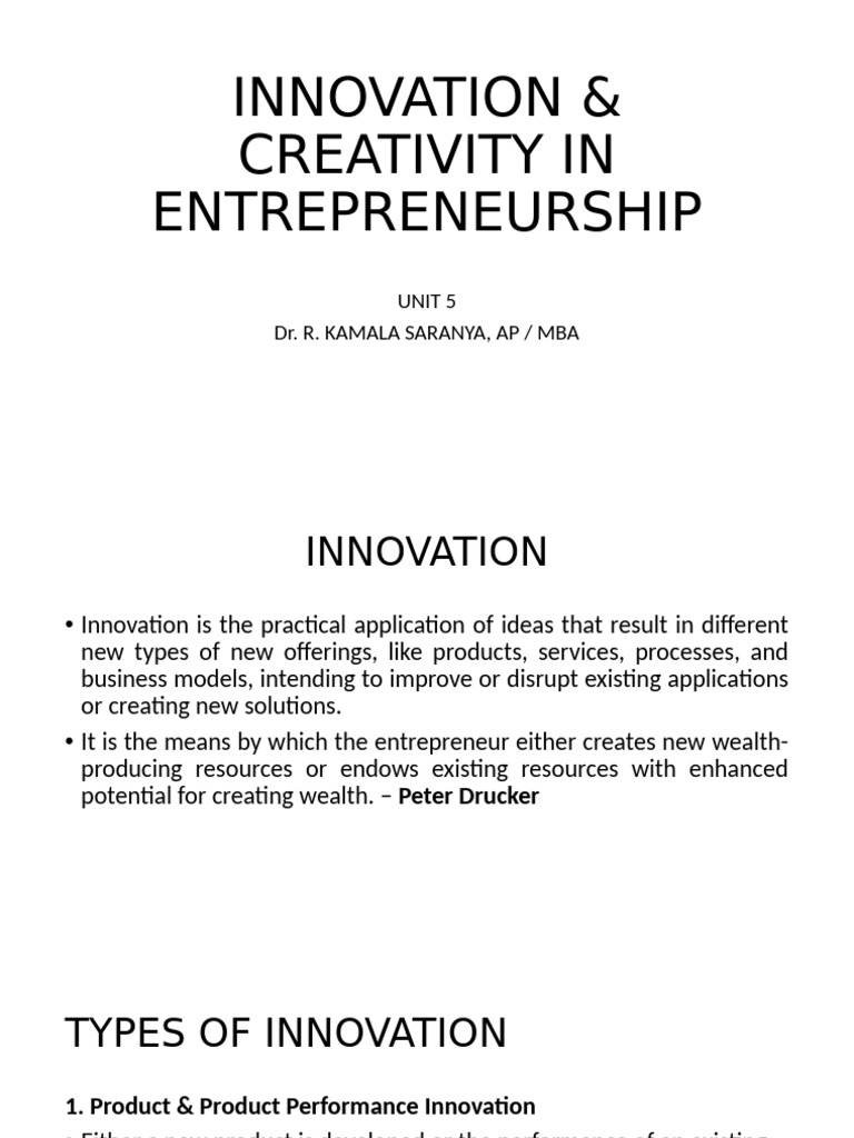 EI Unit 5 Innovation | PDF | Innovation | Startup Company