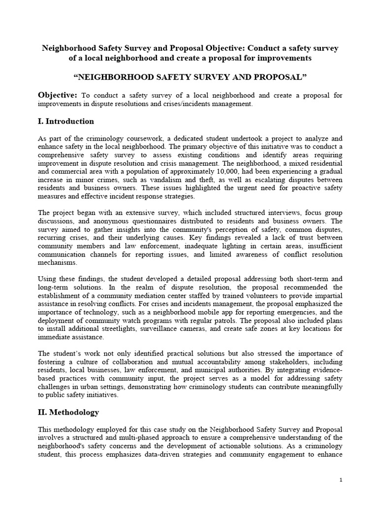 Case Study_Neighborhood Safety Survey and Proposal Objective | PDF | Survey Methodology ...