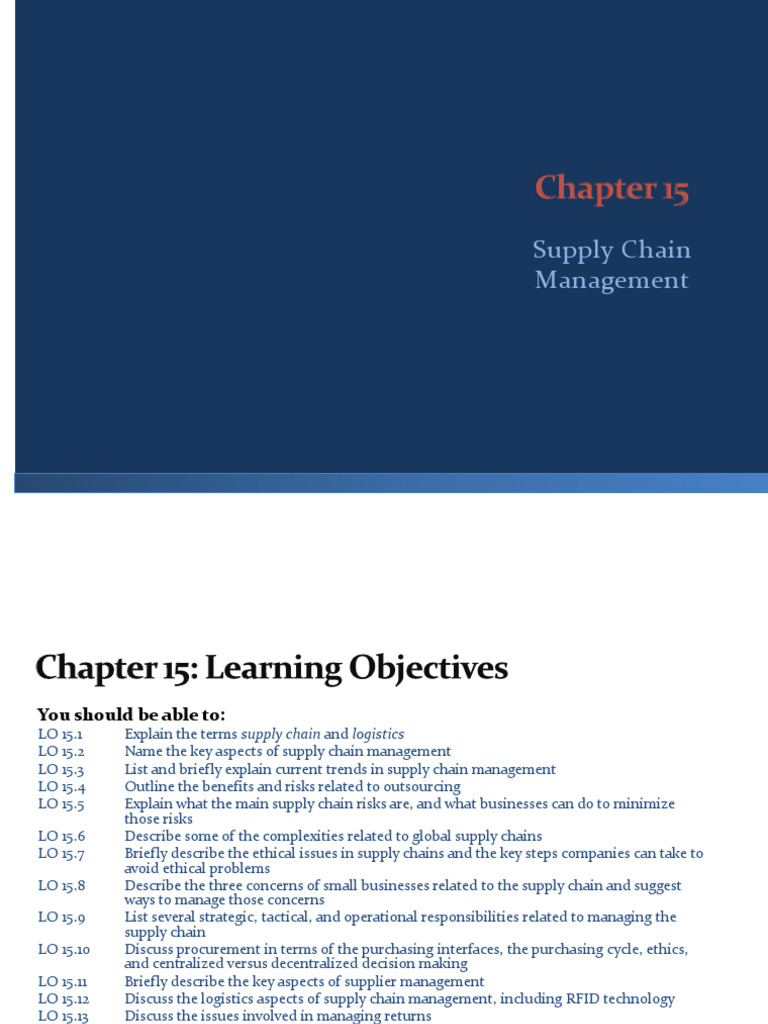 Stevenson 14e Chap015 | PDF | Supply Chain | Supply Chain Management