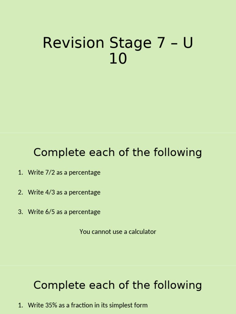 Revision Stage 7 - U 10 | PDF
