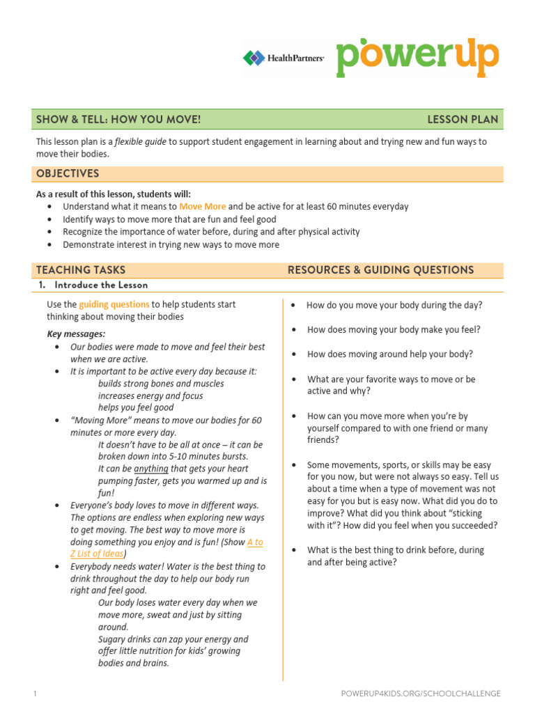 Move More Lesson Plan | PDF | Lesson Plan | Behavior Modification