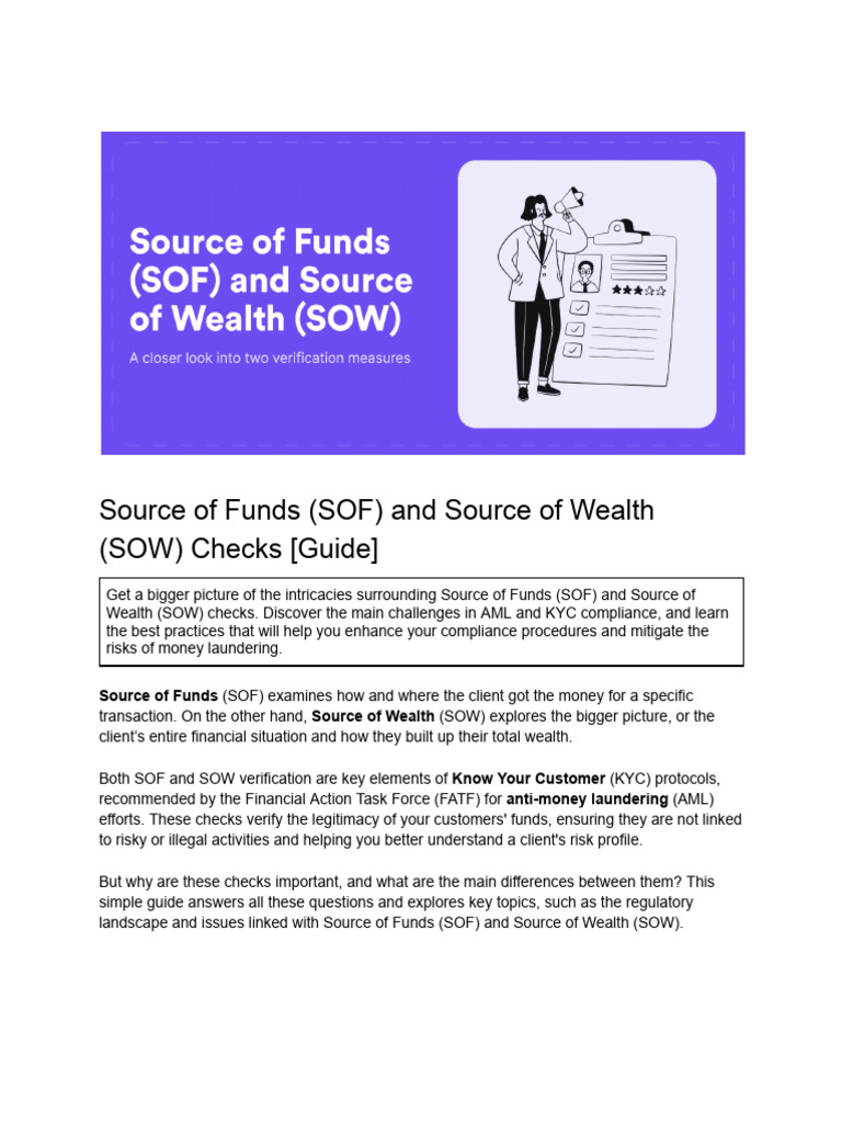 Source of Funds SOF and Source of Wealth SOW Guide 1737553382 | PDF | Business | Economies
