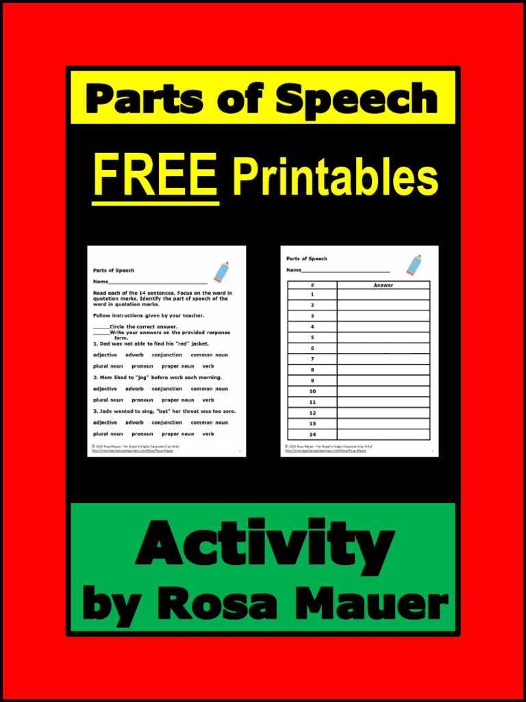 Identify Parts of Speech Activity | PDF | Part Of Speech | Noun