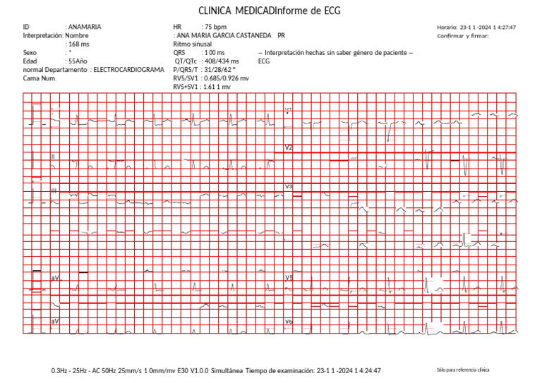 Informe ECG Normal - Ana María García | PDF