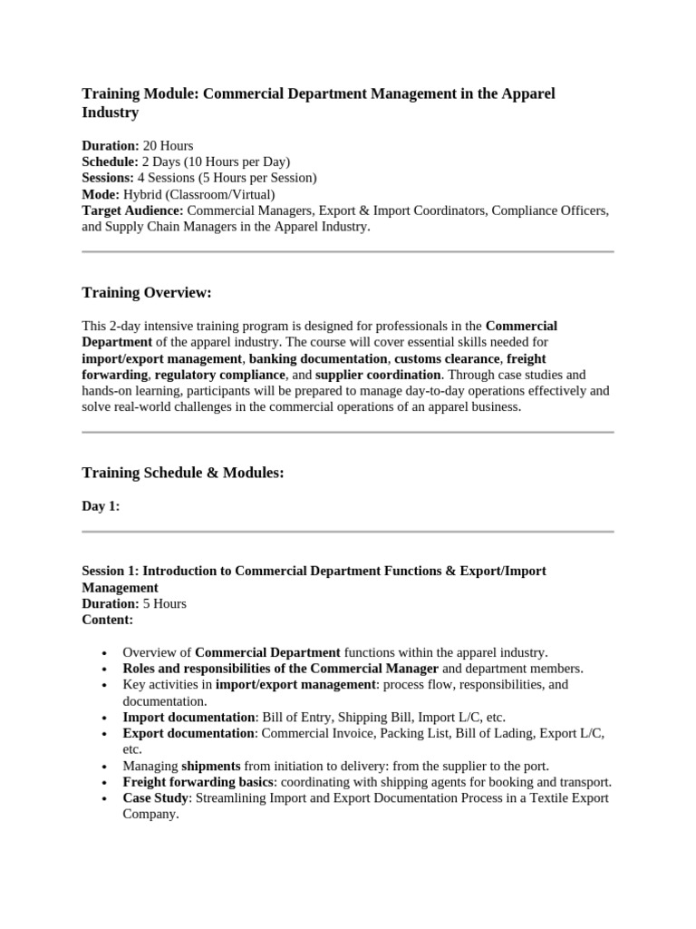 Training Module On RMG Commercial | PDF | Business | Economies