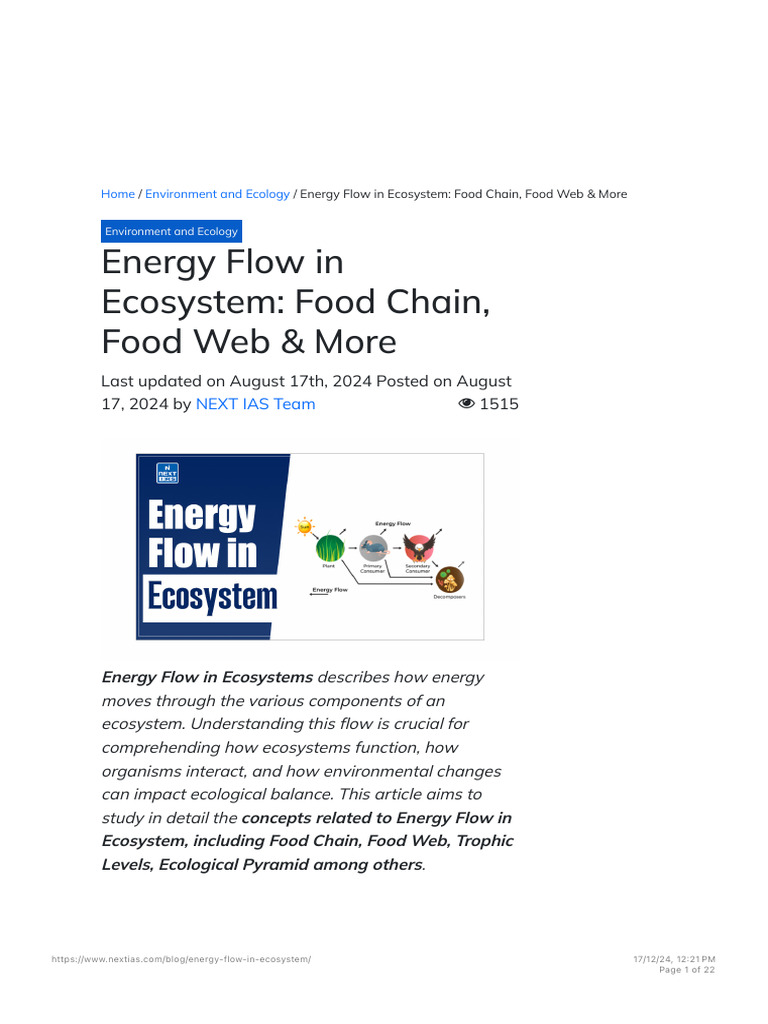 Energy Flow In Ecosystem Food Chain Food Web More Pdf Food Web