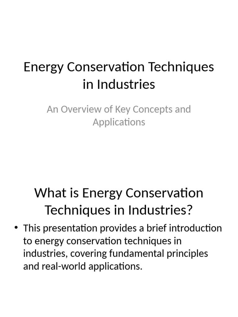 Energy Conservation Techniques in Industries | PDF