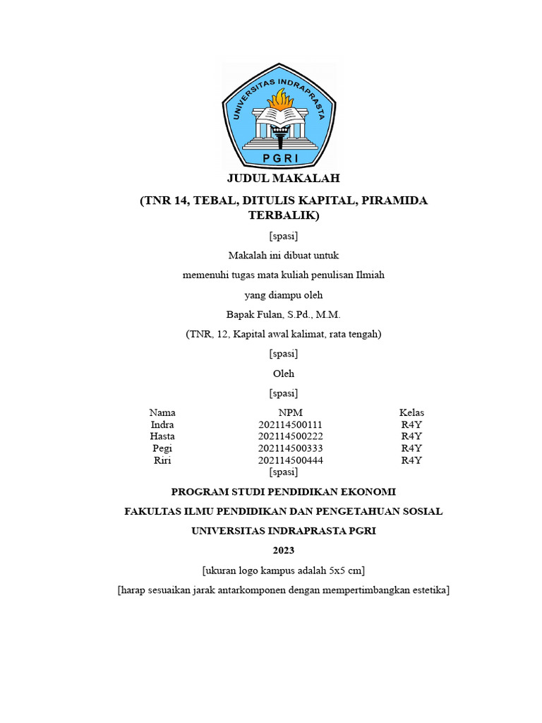 Template Makalah Penulisan Ilmiah | PDF
