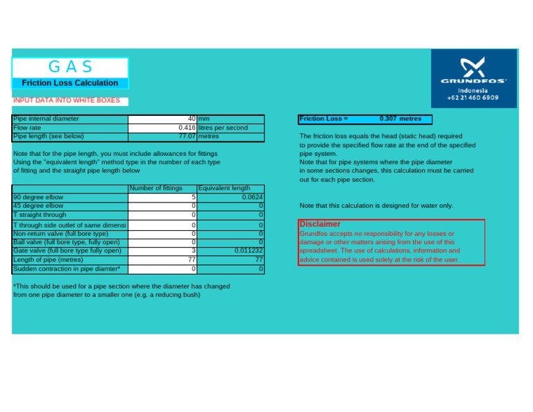 Friction Loss Calculator Guide | PDF