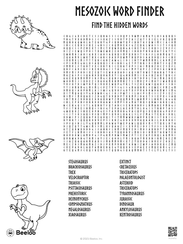 Dinosaur Word Search Puzzle | PDF | Mesozoic Dinosaurs | Dinosauromorphs