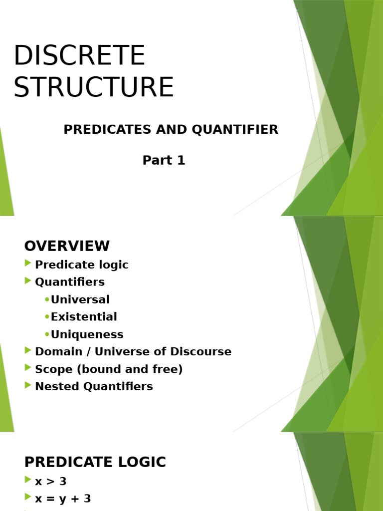 Discrete Structure Predicates and Quantifiers Part 1 of 3 | PDF | Logic ...