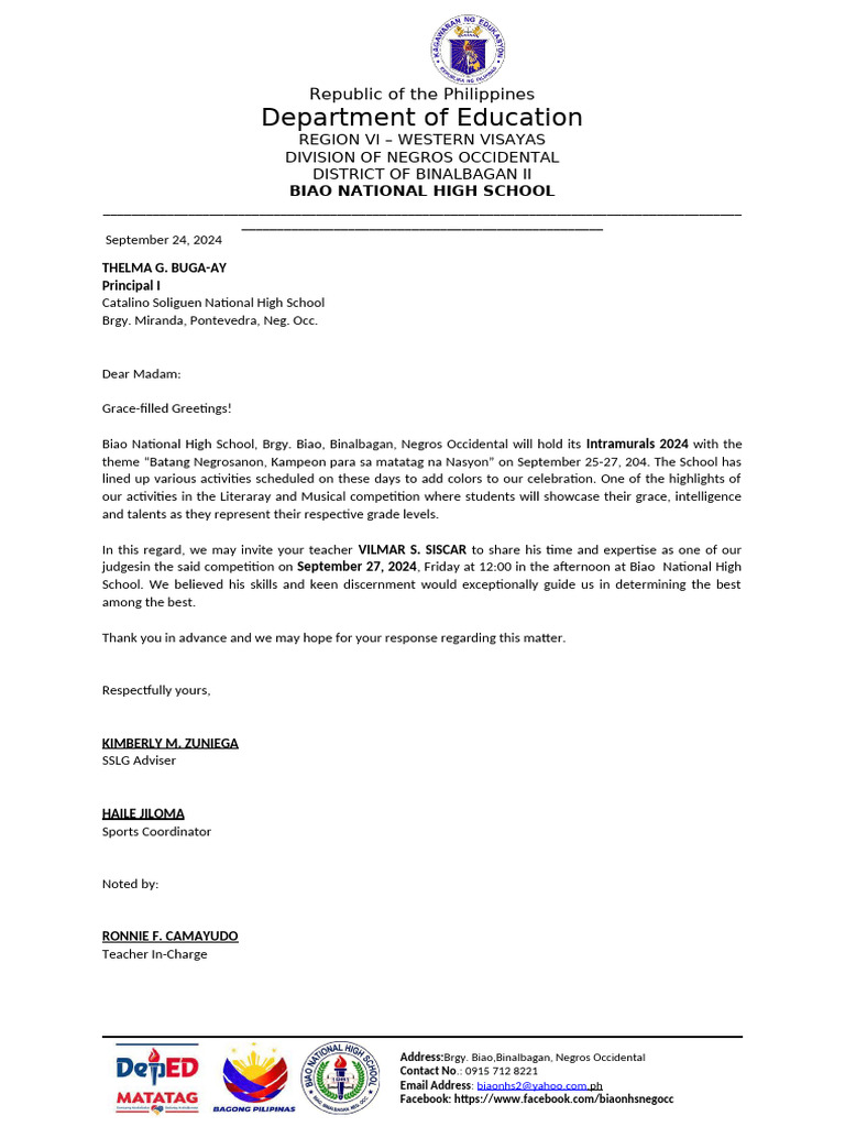 Invitation Letter For Judge | PDF